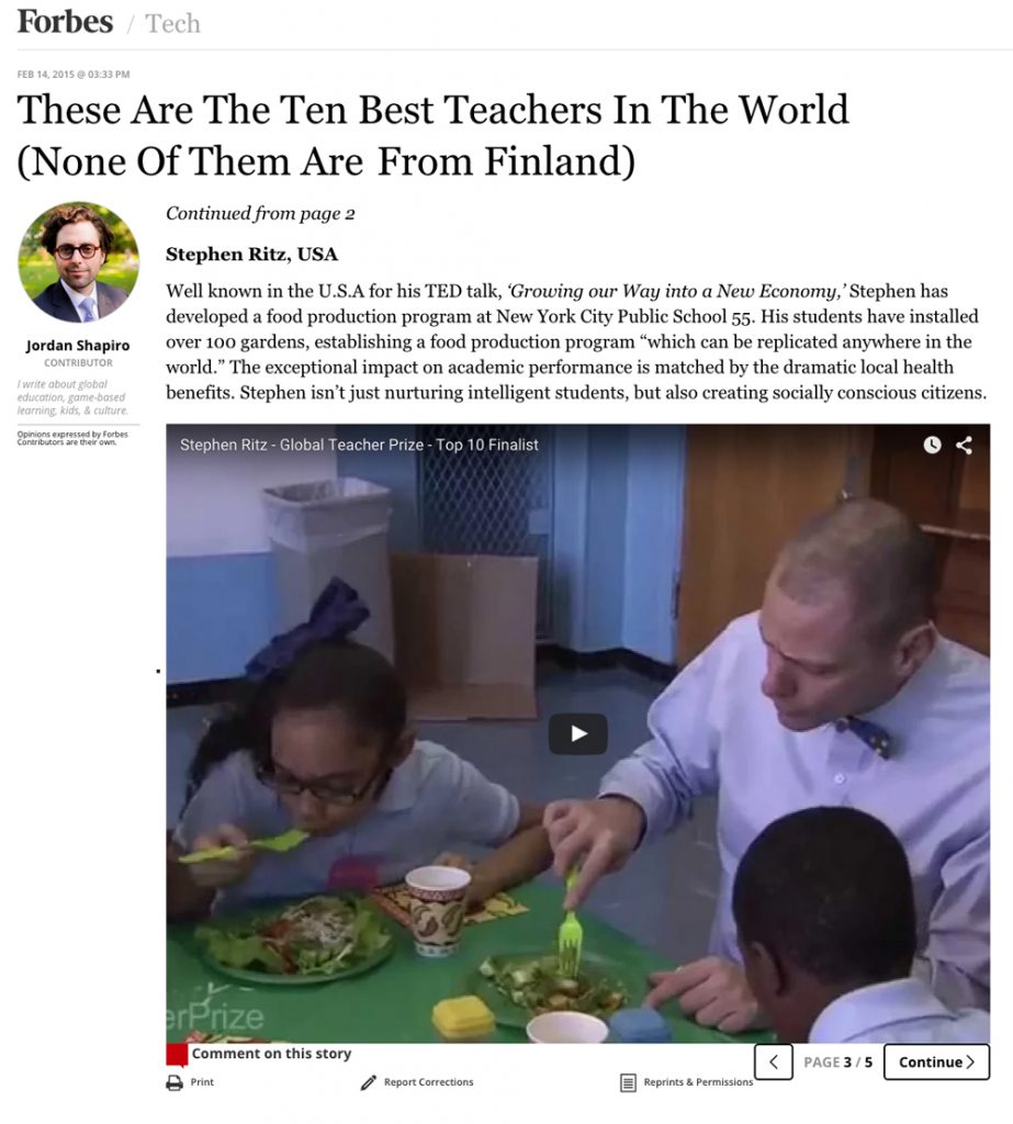 Forbes: These Are The Ten Best Teachers In The World – Stephen Ritz