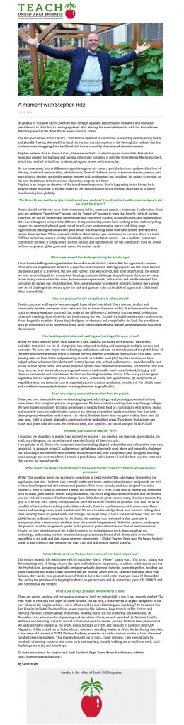 TeachUAE.com – A moment with Stephen Ritz – Stephen Ritz